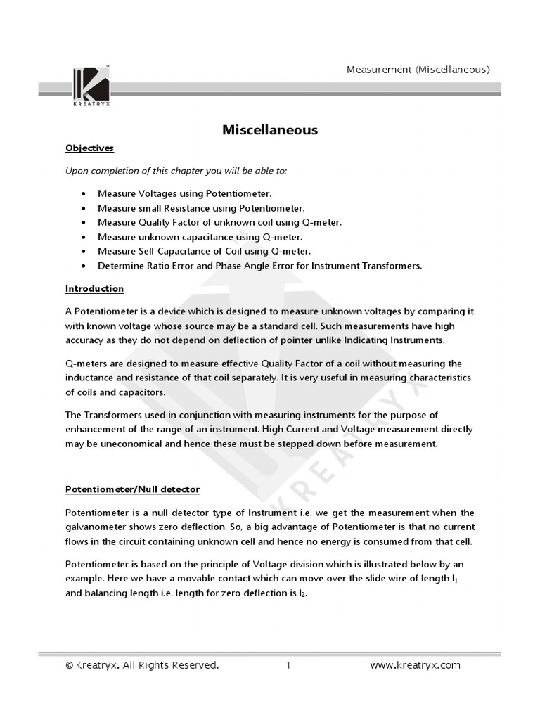 Measurement (KWiki - Ch5 - Miscellaneous) PDF | PDF | Transformer ...