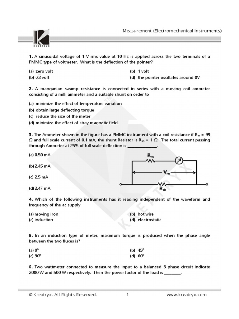 Measurement (Ques - Ch2 - Electromechanical Instruments) PDF | PDF ...