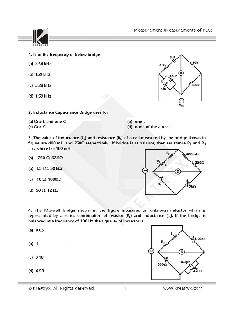 Measurement (Ques - Ch3 - Measurements of RLC) | PDF | Series And Parallel Circuits | Electrical ...