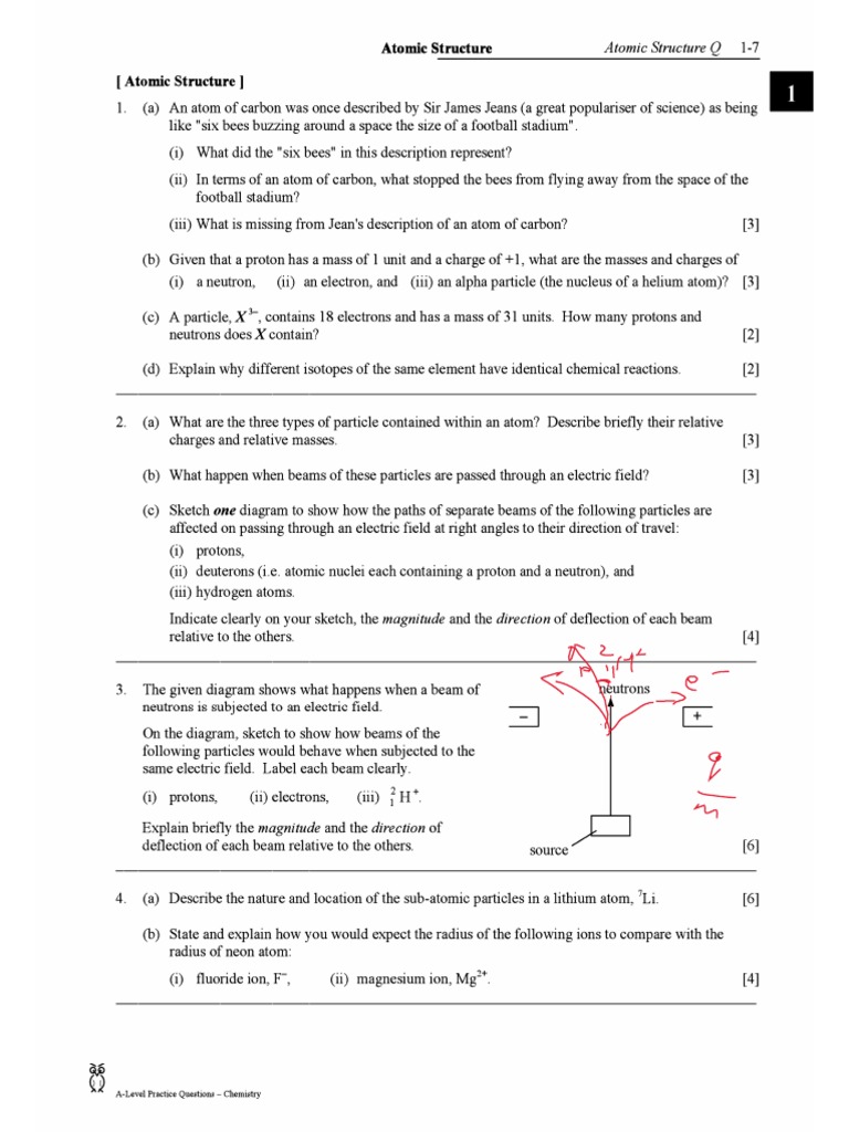 Atomic Structure A-Level Practice Questions Chem - CS Toh PDF | PDF