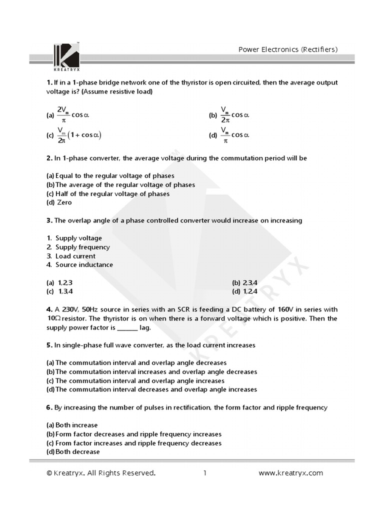 Power Electronics (Ques - Ch2 - Rectifiers) PDF | PDF | Rectifier | Power Electronics