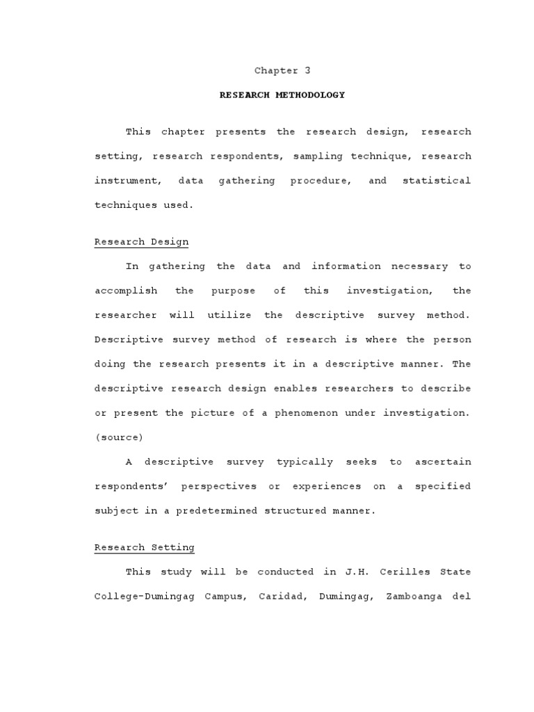 Chapter 3 Thesis Sample Pdf Sampling Statistics Test Assessment