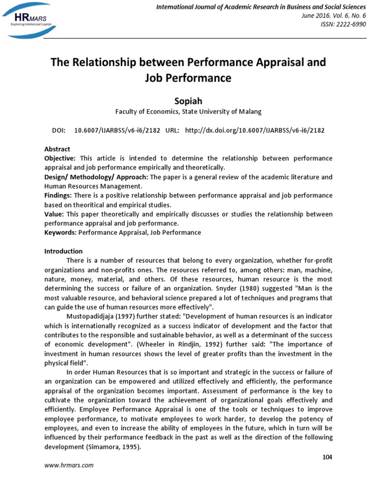 The Relationship Between Performance Appraisal And Job Performance