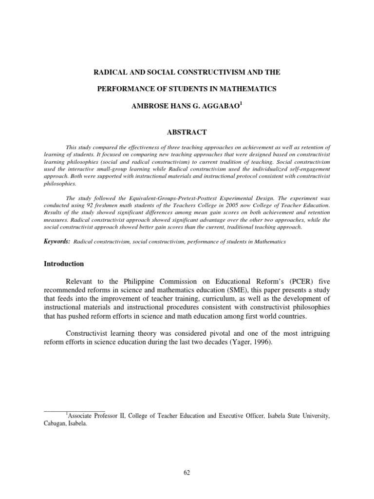 Social and Radical Constructivism | PDF | Constructivism (Philosophy Of ...