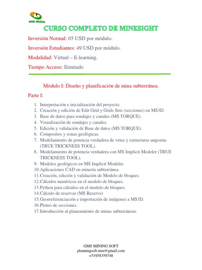 Curso Completo de MineSight PDF | Descargar gratis PDF | Planificación | Informática