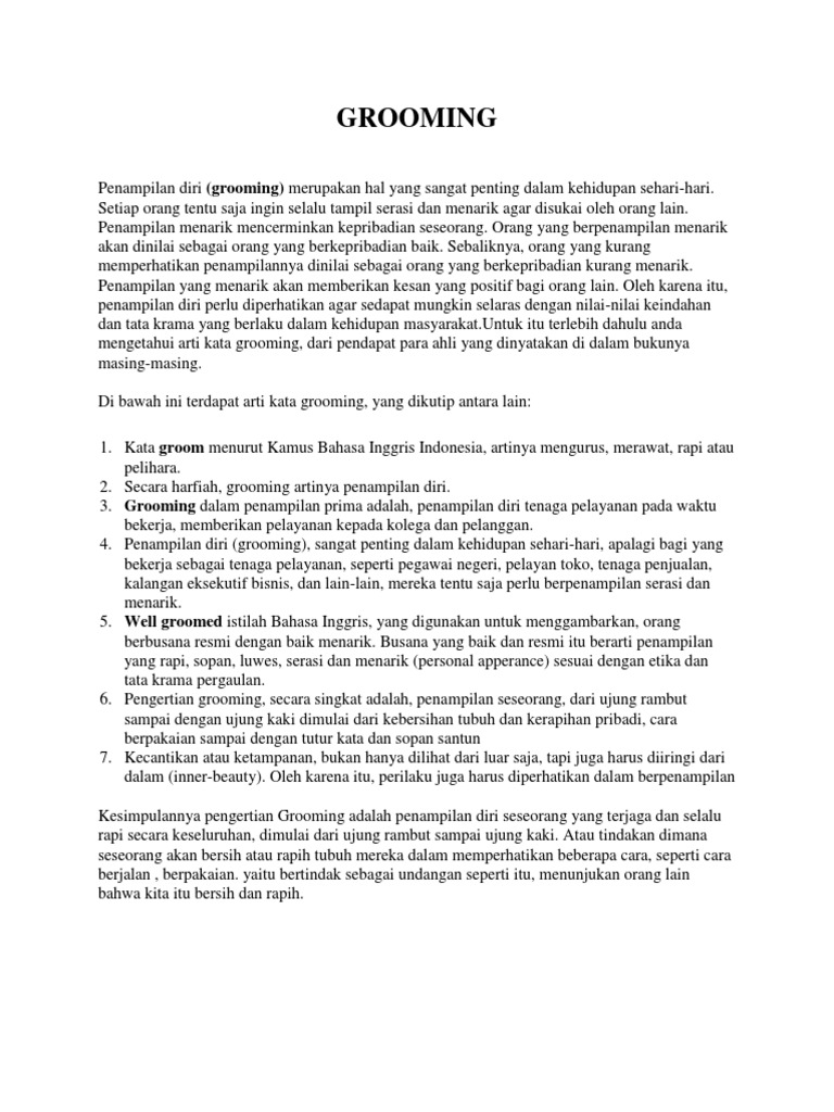 Grooming & Greeting | PDF | Karier & Perkembangan