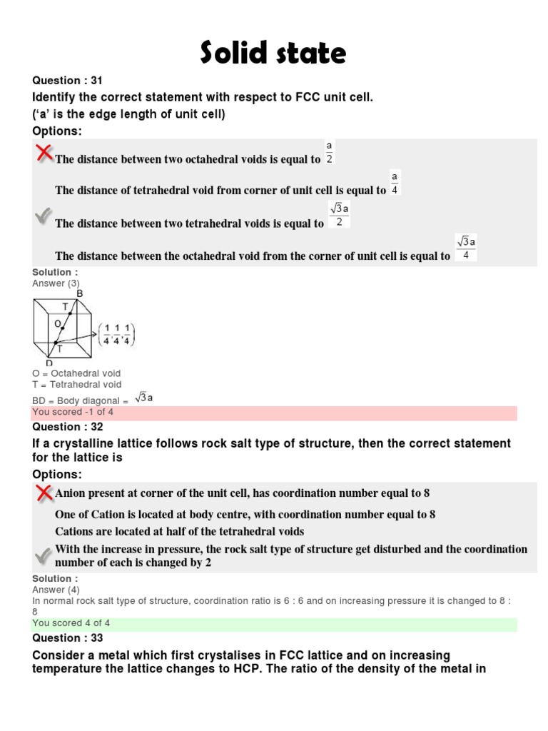 Solid State | PDF | Crystal Structure | Ion