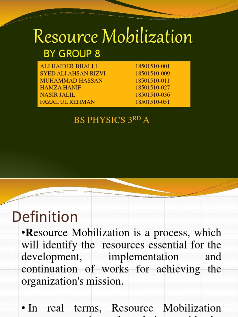 Group 8 Presentation on Resource Mobilization: Definitions, Types ...