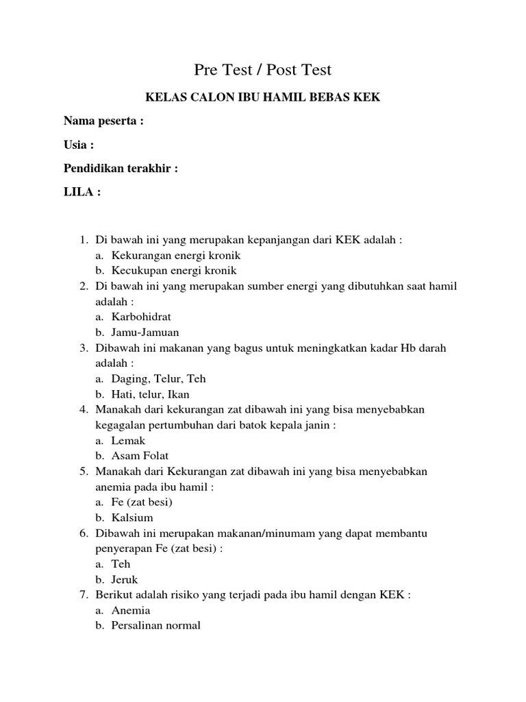 Pre Test Dan Post Test | PDF