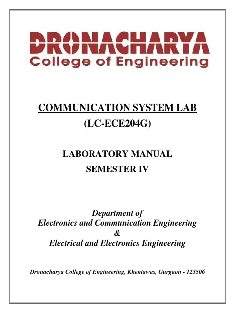 Communication System Lab Manual ECE IV | PDF | Frequency Modulation ...