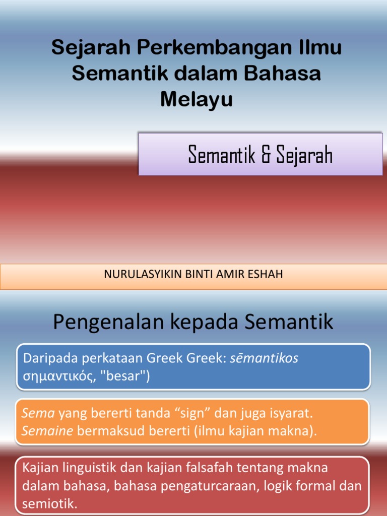 Sejarah Perkembangan Ilmu Semantik Dalam Bahasa Melayu | PDF