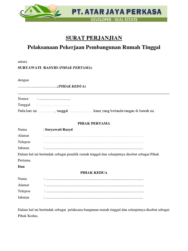 Contoh Kontrak Kerja Borongan Upah | PDF