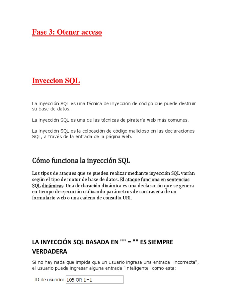 Inyeccion SQL | PDF | SQL | Ingeniería de software
