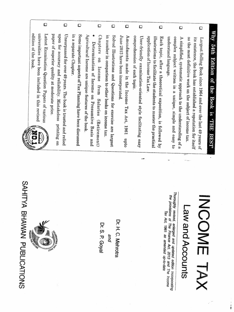 Incomme Tax Law Accounts | PDF