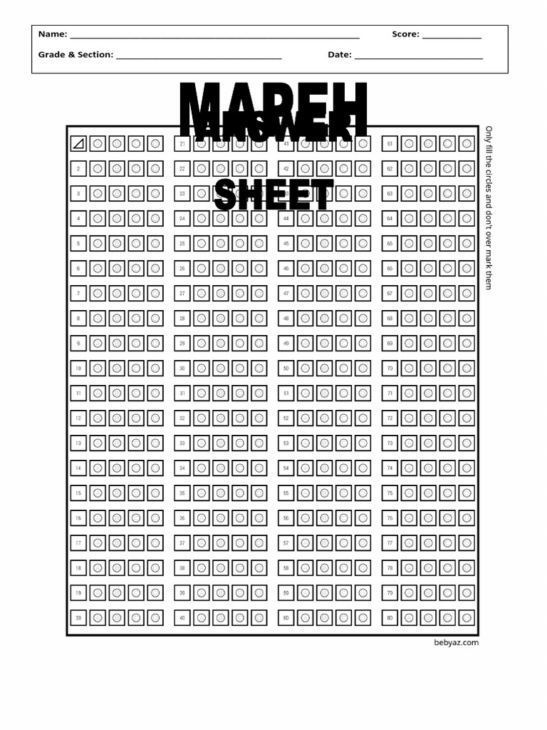 Answer Sheet 80 Items | PDF