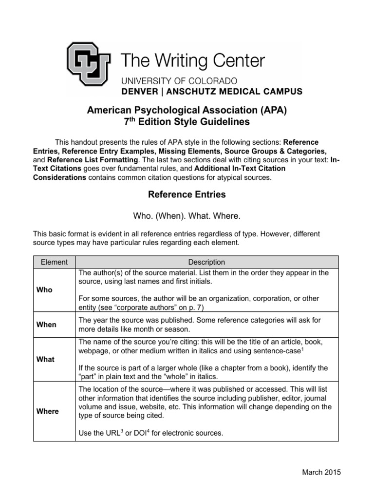 Apa 7 Guidelines | PDF | Citation | Apa Style