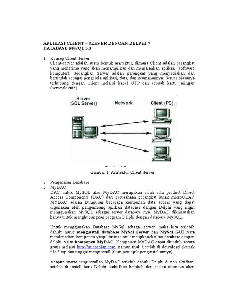 Aplikasi Client-Server Delphi dan MySQL | PDF | Bisnis | Komputer