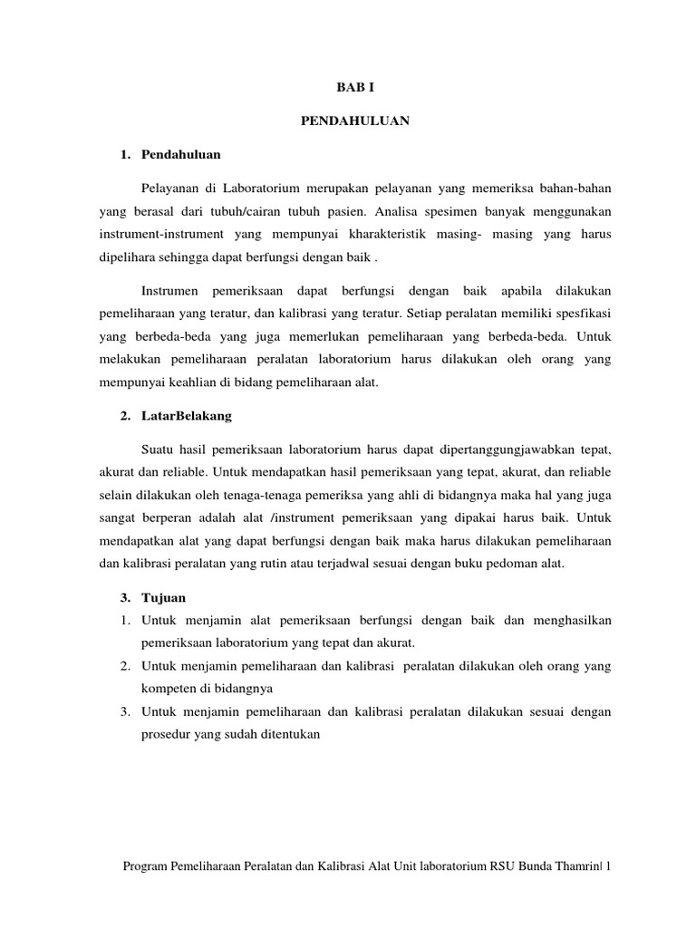 Program Pemeliharaan Dan Kalibrasi Peralatan 2019 | PDF