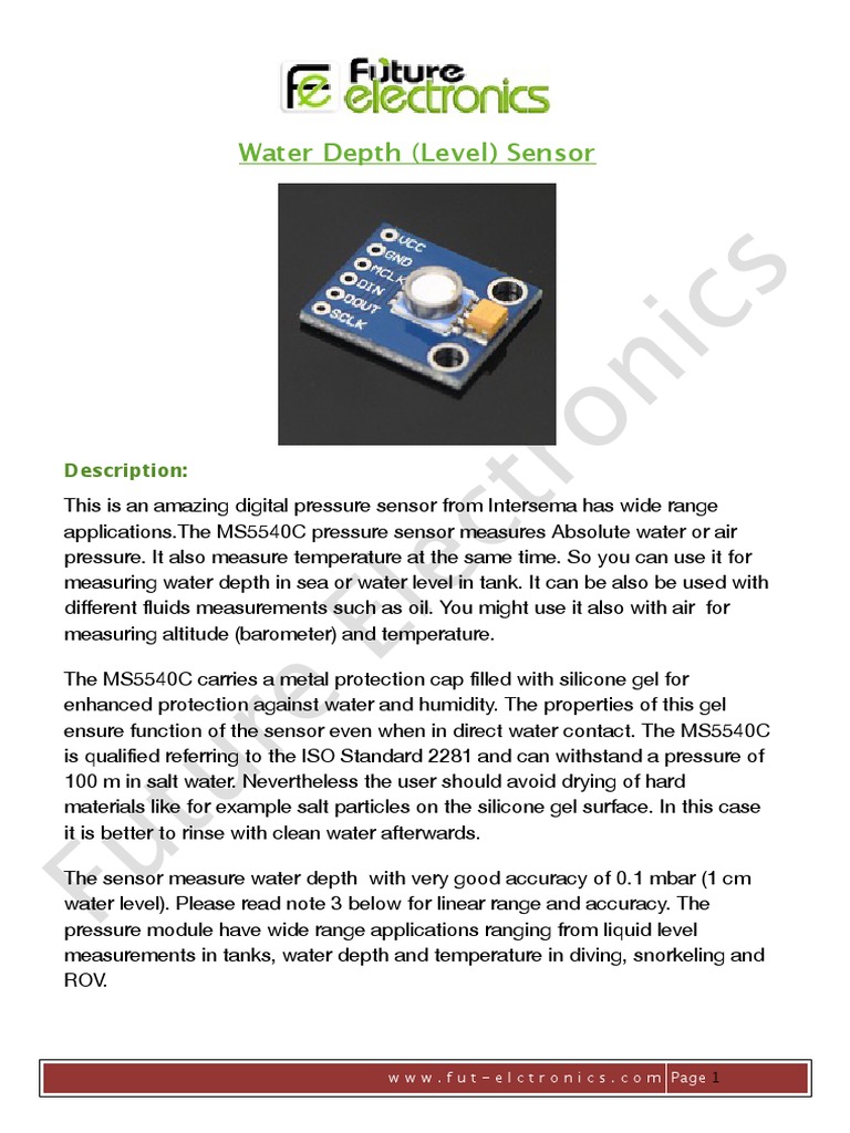 Water Depth Sensor MS5540C Arduino Tutorial | PDF | Pressure | Sensor
