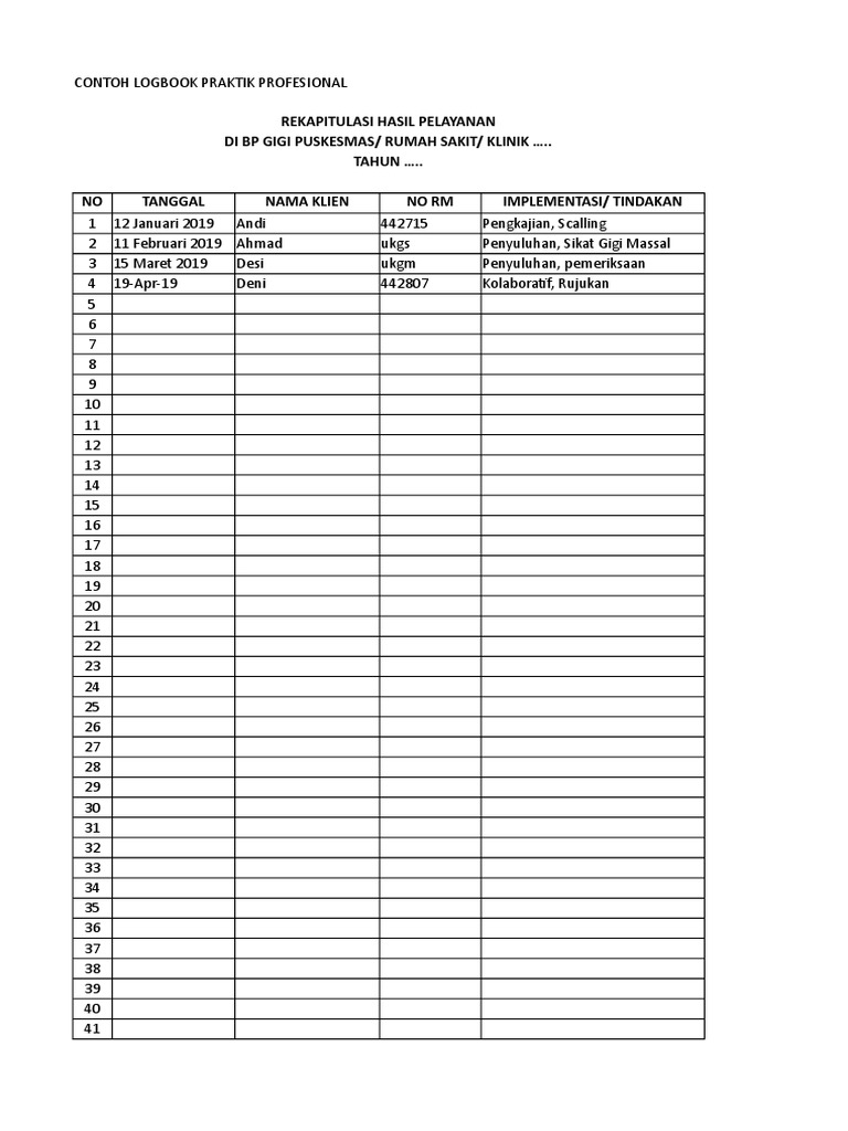 Contoh Logbook Praktik Profesional | PDF