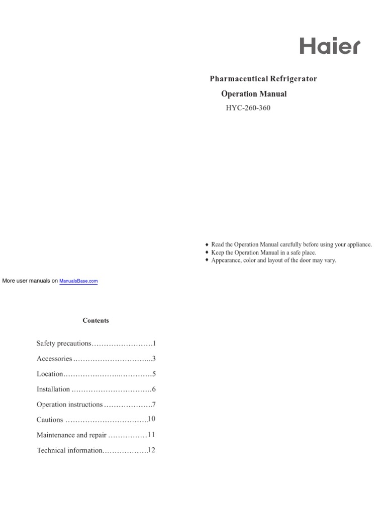 Haier Refrigerator HYC-260-360 | PDF | Switch | Equipment