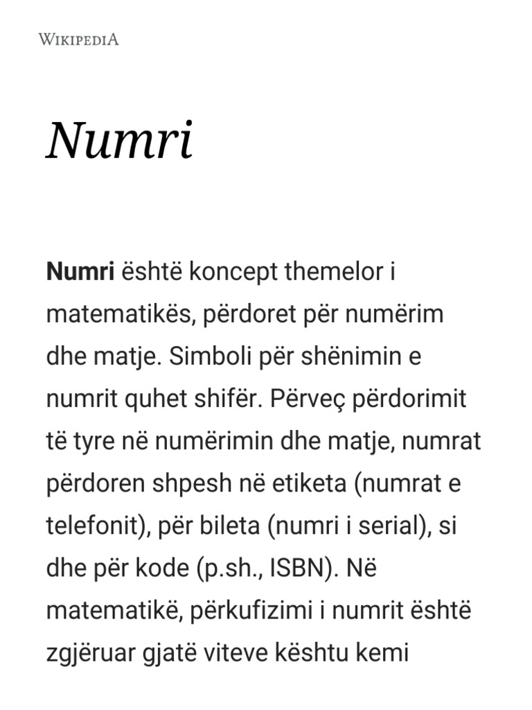 Numri - Wikipedia PDF | PDF