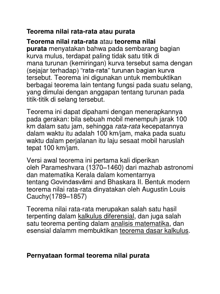Teorema Nilai Rata | PDF