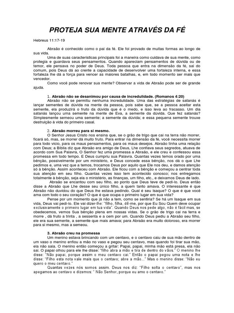 Proteja Sua Mente Através Da Fé | PDF | Abraão | Isaac