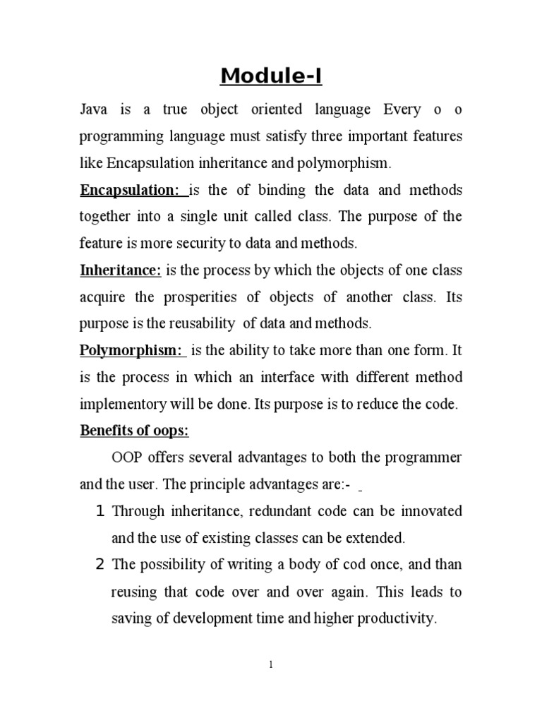 Module I Encapsulation Is The Of Binding The Data And Methods Download Free Pdf Port