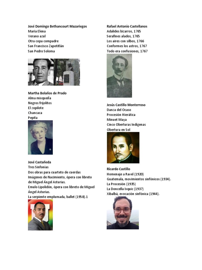15 Compositores de Guatemala y Sus Obras o Canciones | PDF | Música ...