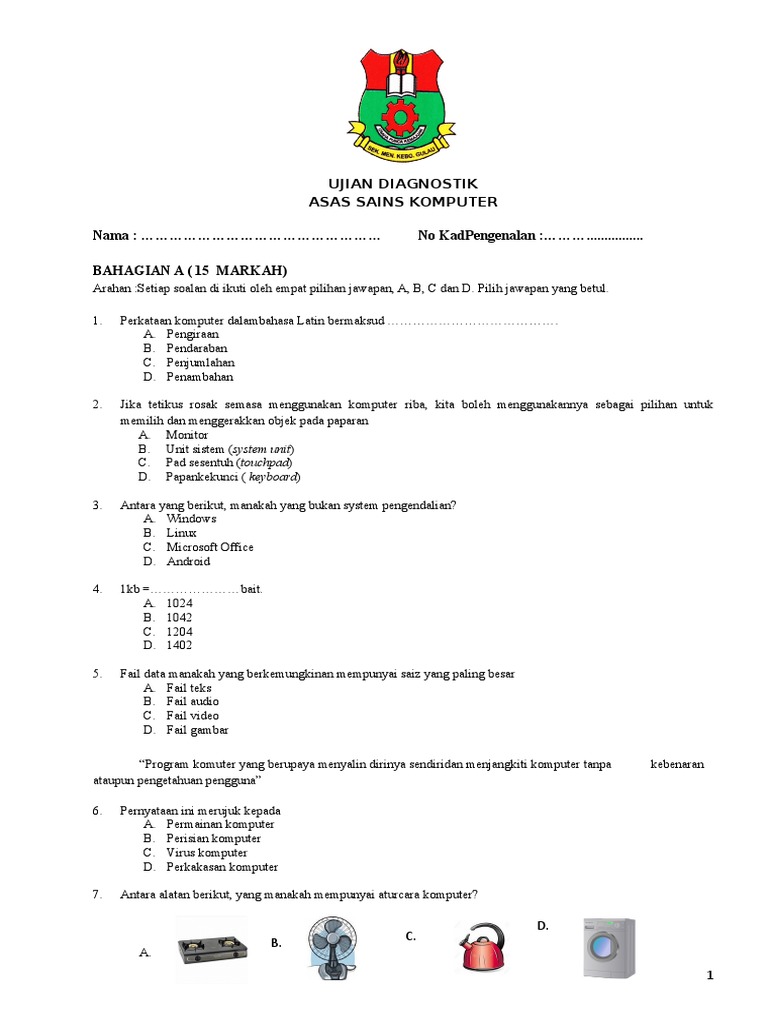 NNM Ujian Diagnostik Ask Tingkatan 1 2019 | PDF
