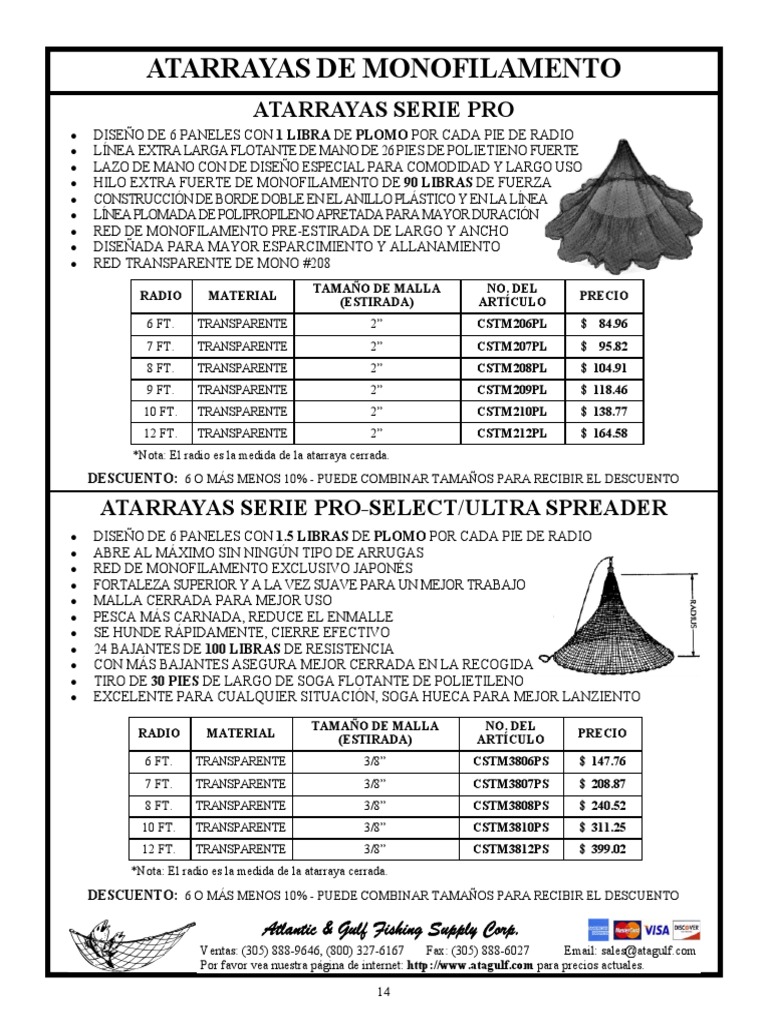 Atarrayas Pro: Precios y Características | PDF