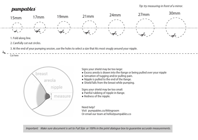Pumpables Breastshield Sizing Tool | PDF