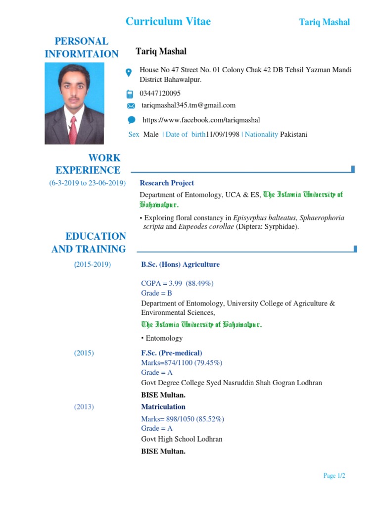 Tariq Mashal CV | PDF | Academia | Behavior Modification