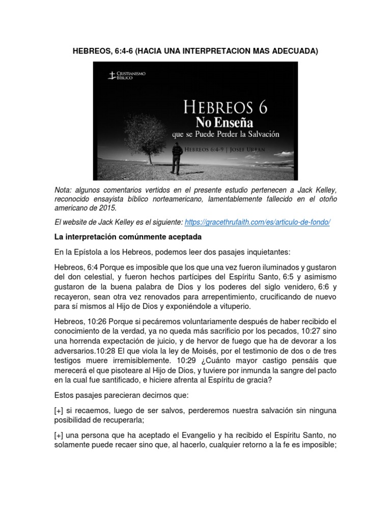 Hebreos, 6.4-6 (Hacia Una Interpretacion Mas Adecuada) | PDF | Epístola ...