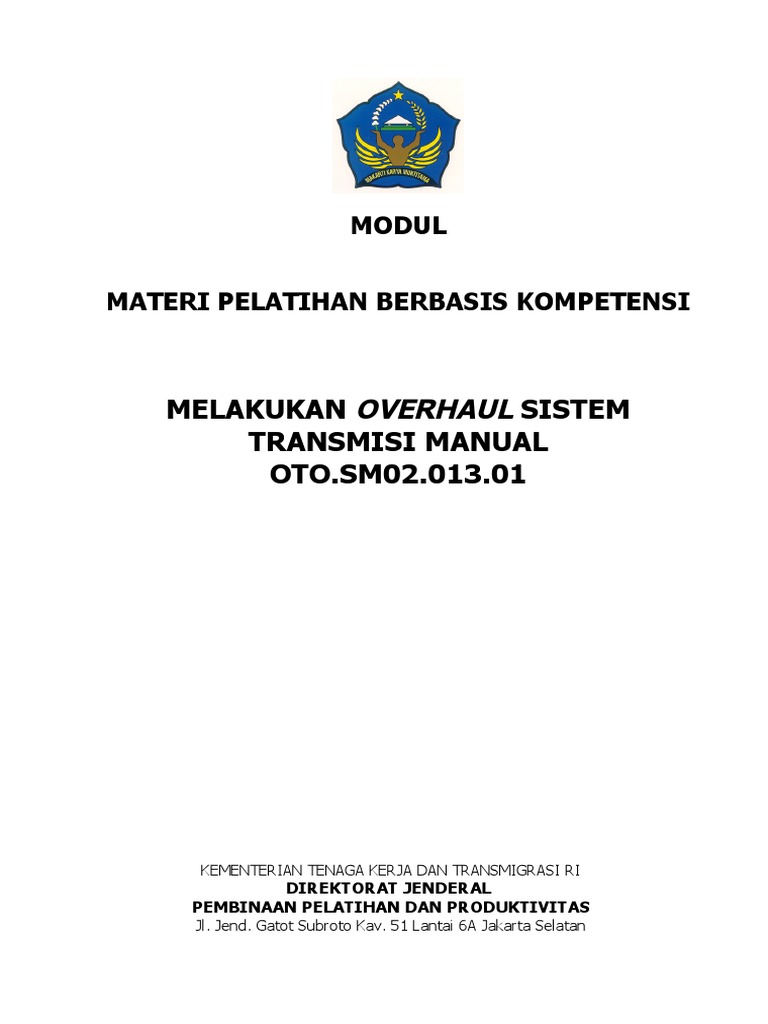 Modul Melakukan Oh Transmisi Manual | PDF