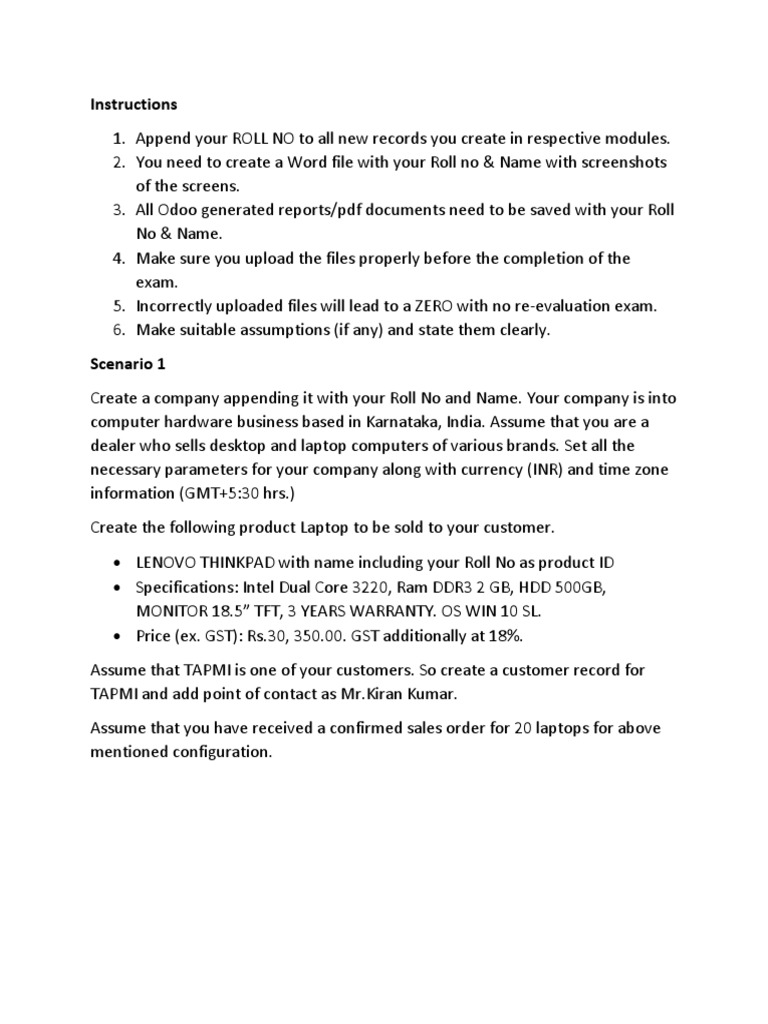 Odoo Sample Exercises | PDF | Laptop | Desktop Computer