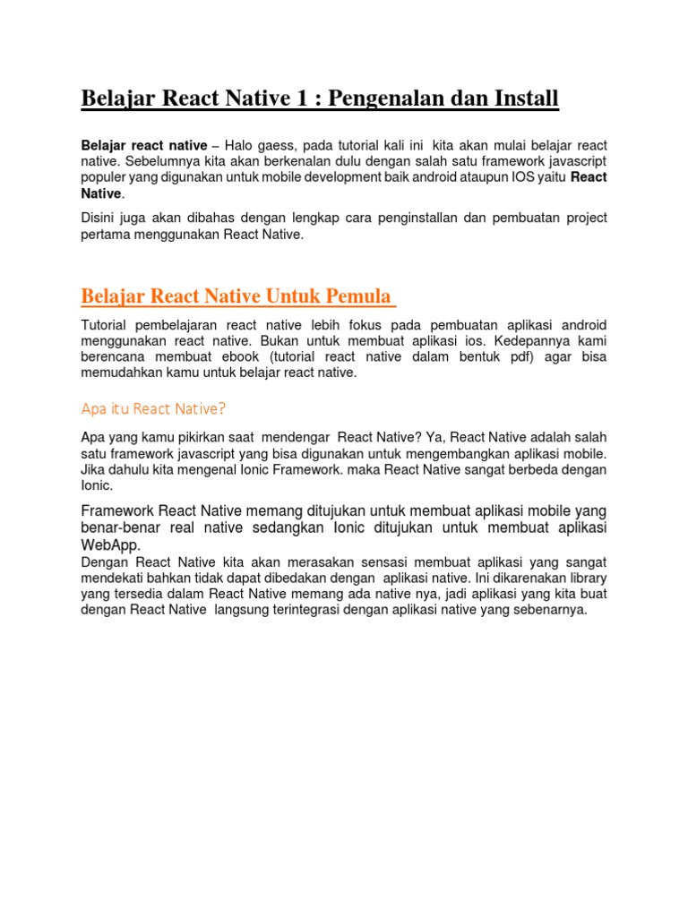 Belajar React Native 1 PDF | PDF