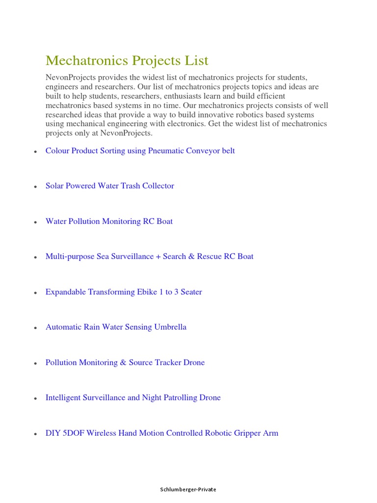 Mechatronics Projects | Download Free PDF | Robotics | Robot