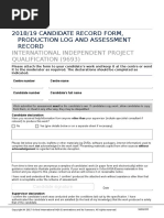EPQ Candidate Record & Production Log | PDF | Specification (Technical ...