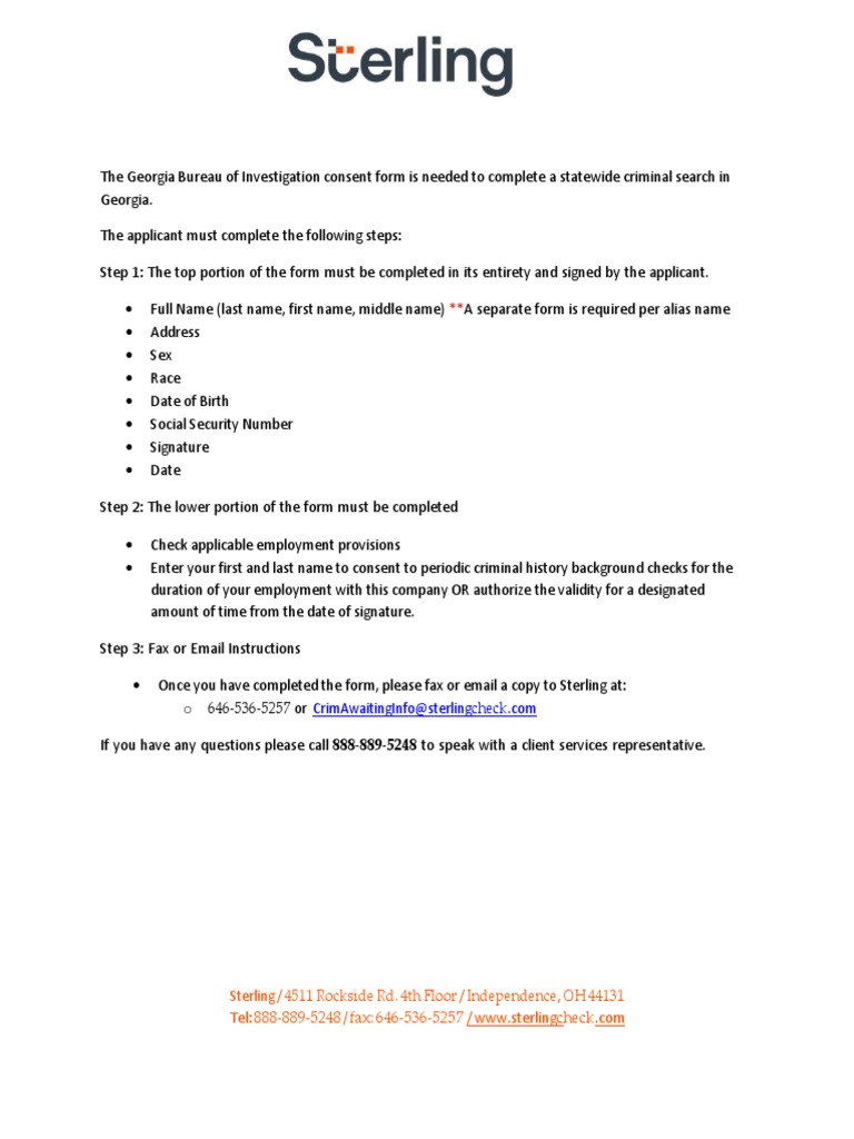 Georgia Statewide Consent Form | PDF | Background Check | Criminal Record