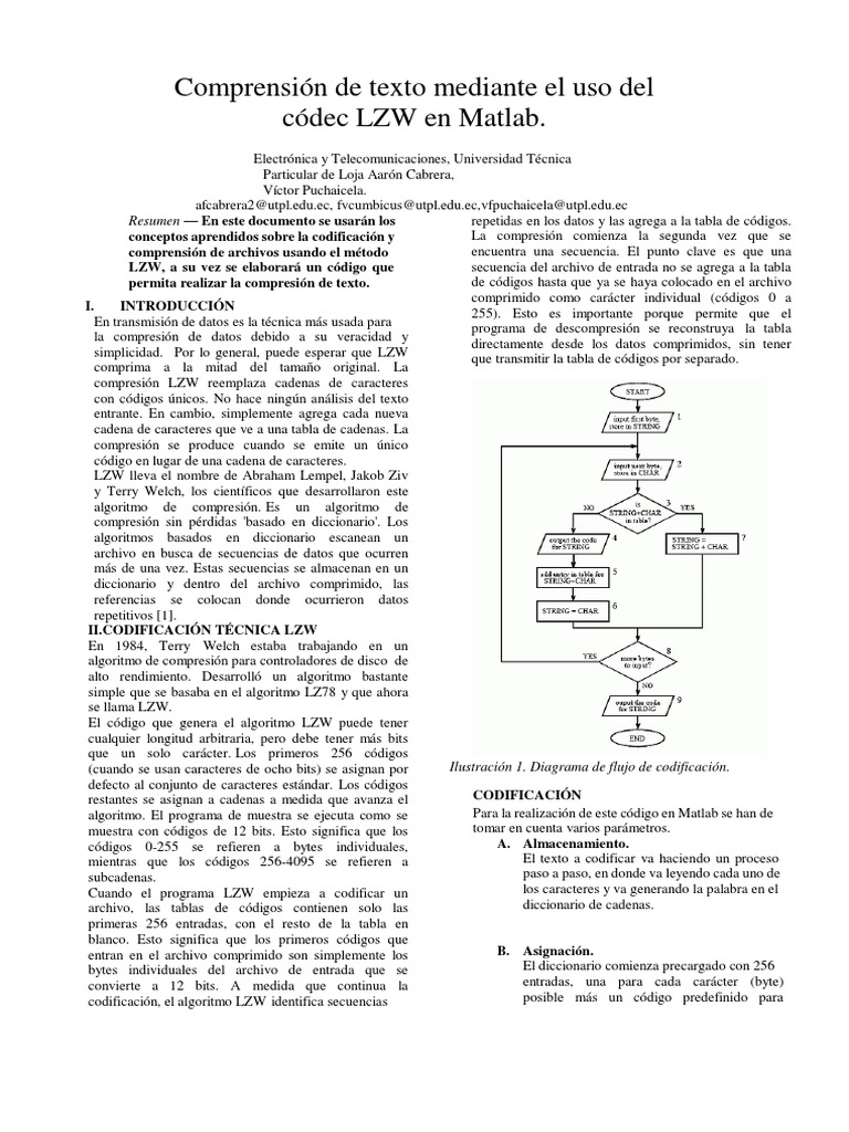 Comprensión de Texto Mediante El Uso Del Códec LZW en Matlab | PDF | Datos de computadora ...