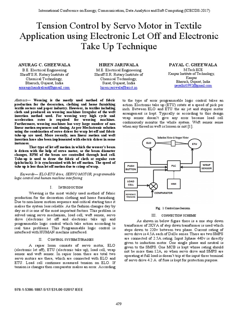 Tension Control by Servo Motor in Textile | PDF | Electric Motor | Programmable Logic Controller