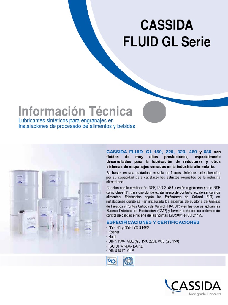 CASSIDA FLUID GL Serie - Español | PDF | Engranaje | Análisis de Riesgo ...