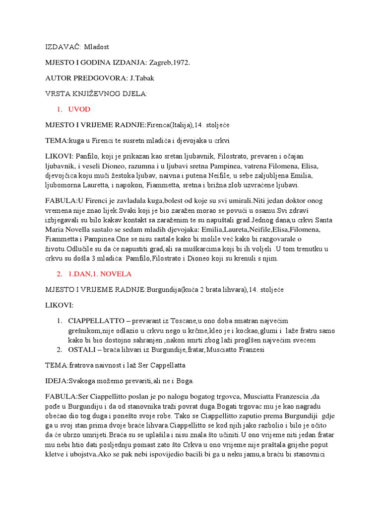 Moja Lektira - Dekameron | PDF