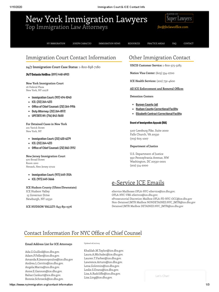 ICE Contacts (NYC and National) | PDF | Queens | Government
