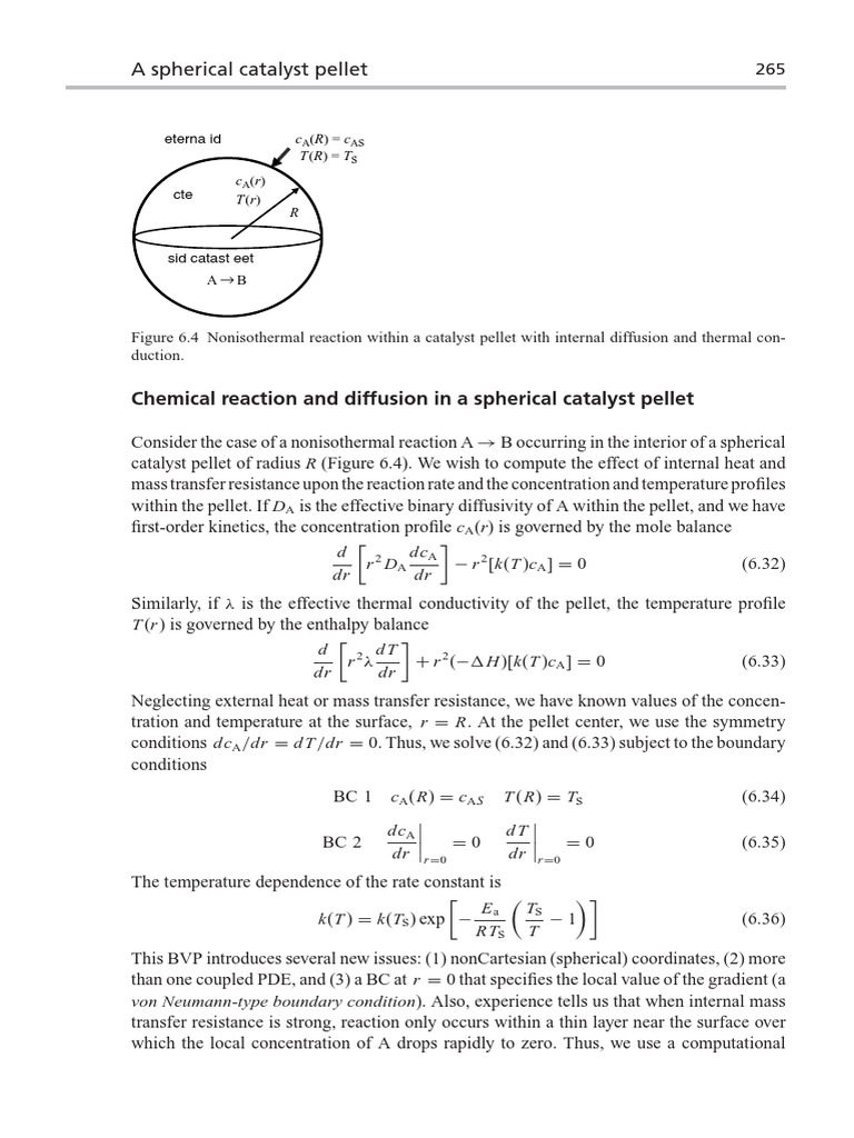 Nonisothermal Reaction in Catalyst Pellet | PDF | Diffusion | Reaction Rate