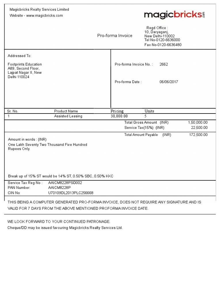 Proforma Invoice MB - Footprints | PDF