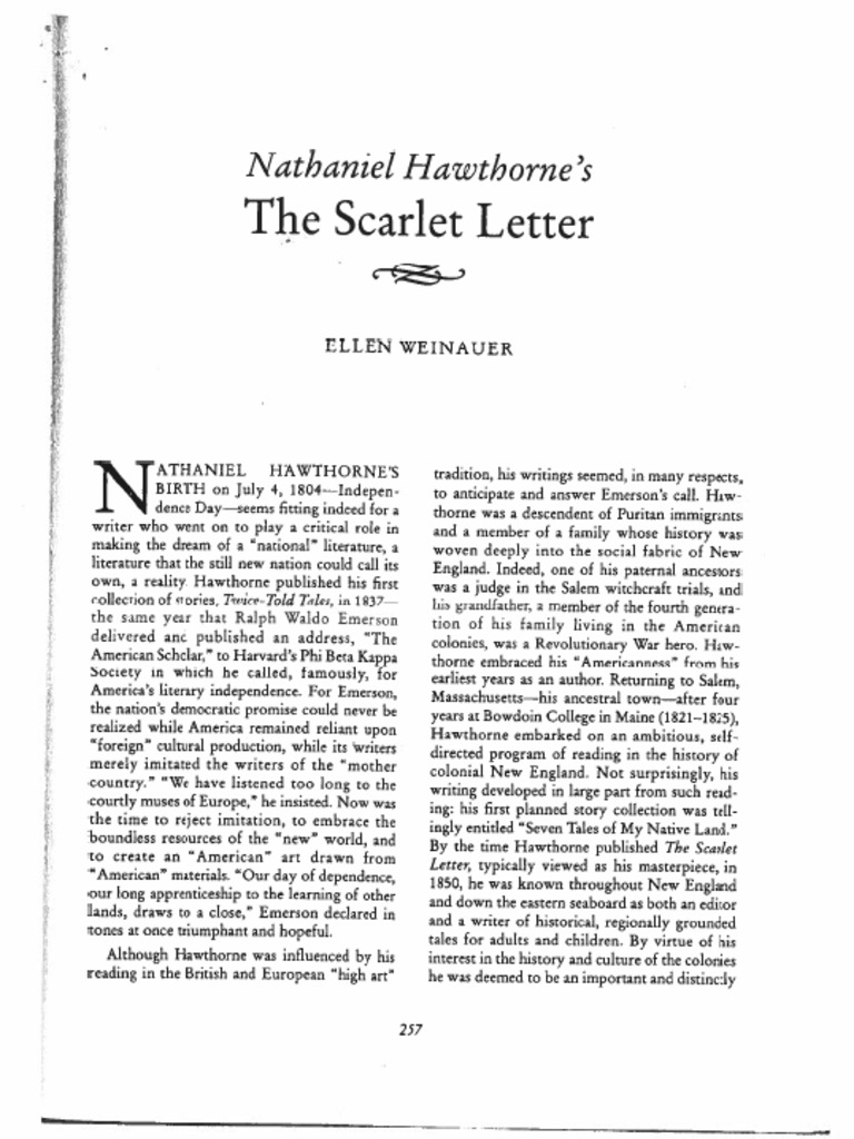 Notes On Hawthorne's The Scarlet Letter PDF | PDF