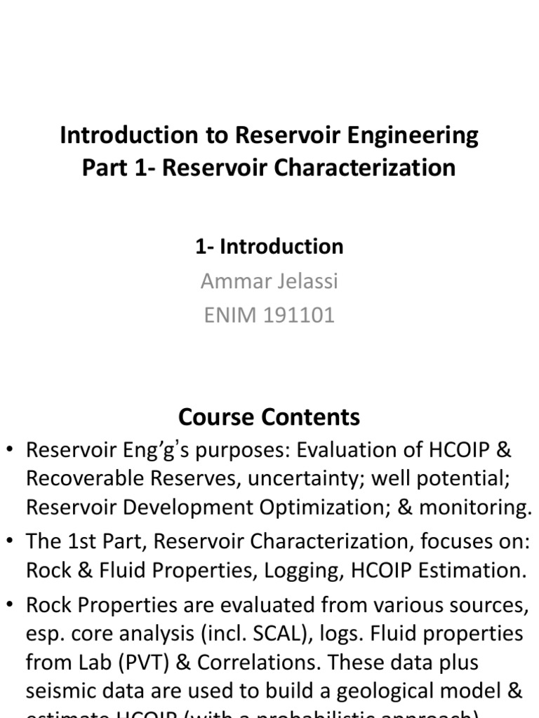 Reservoir Characterization in Engineering | PDF